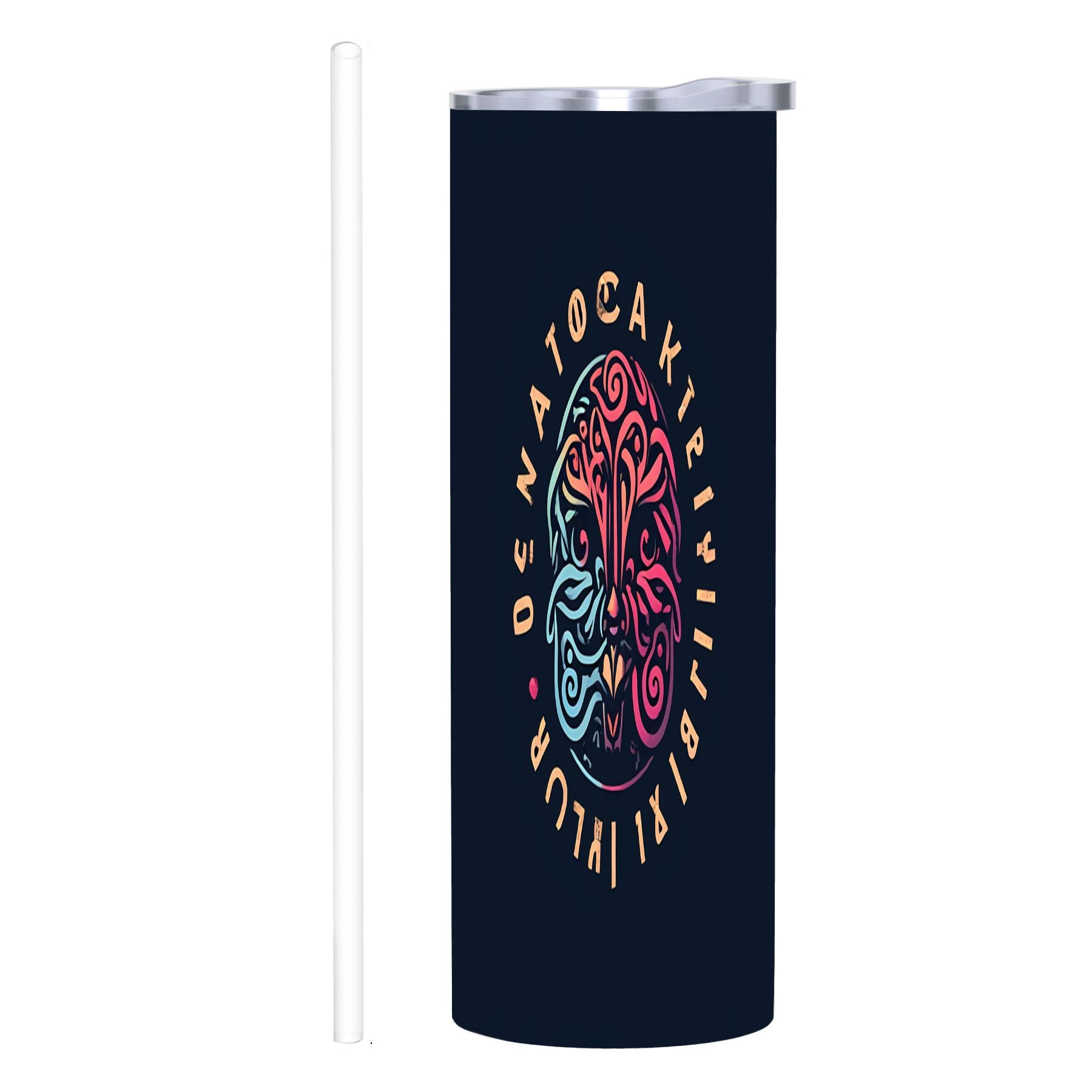 20 oz Stainless Steel Insulated Tumbler - Dark Blue with Colorful ...