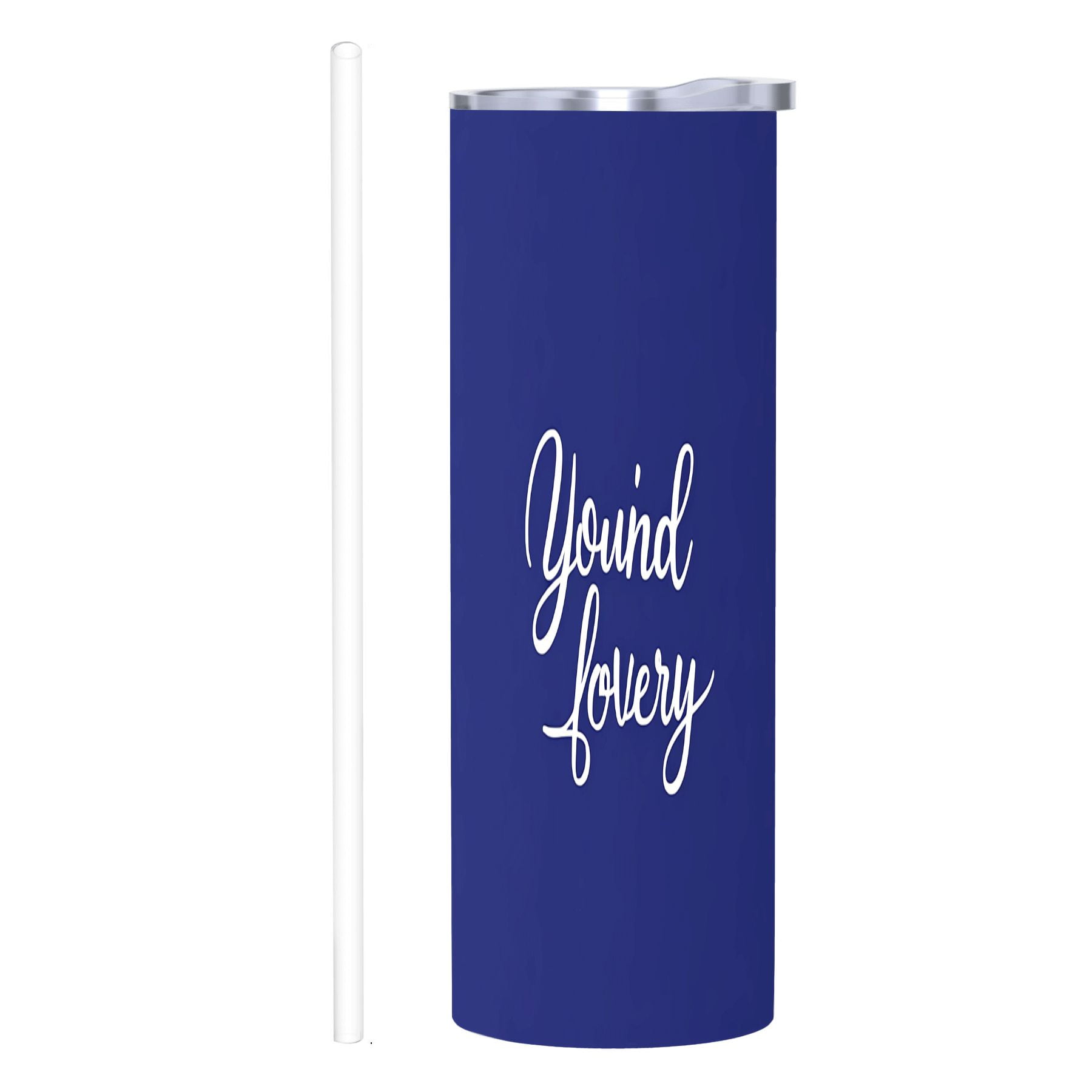 20 oz Stainless Steel Insulated Tumbler - Dark Blue with Elegant White ...