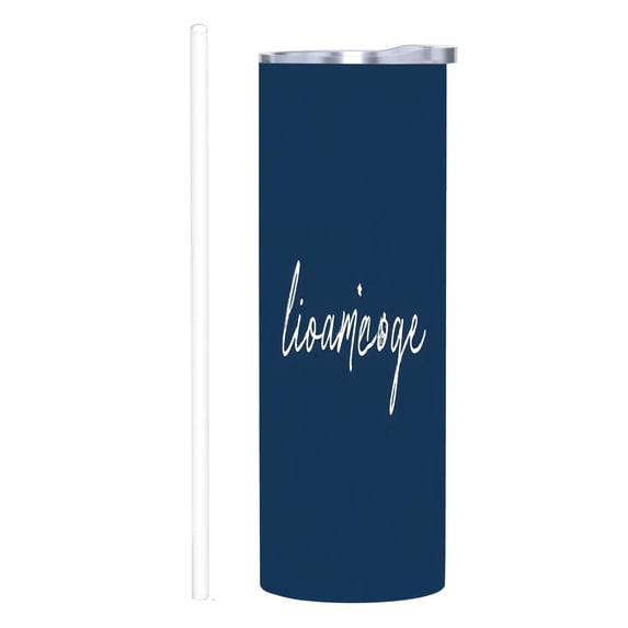 20 oz Stainless Steel Insulated Tumbler - Dark Blue with Elegant ...
