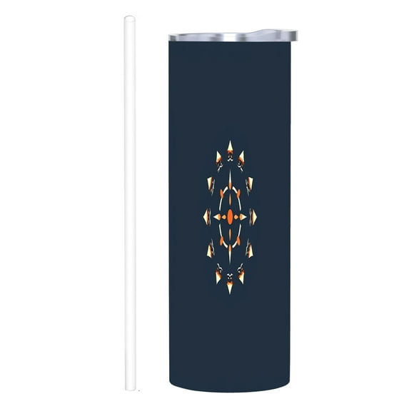 20 oz Stainless Steel Insulated Tumbler - Dark Blue with Orange & White ...