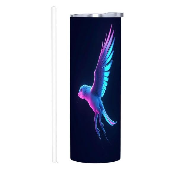 20 oz Stainless Steel Insulated Tumbler - Dark Blue with Vibrant Bird ...