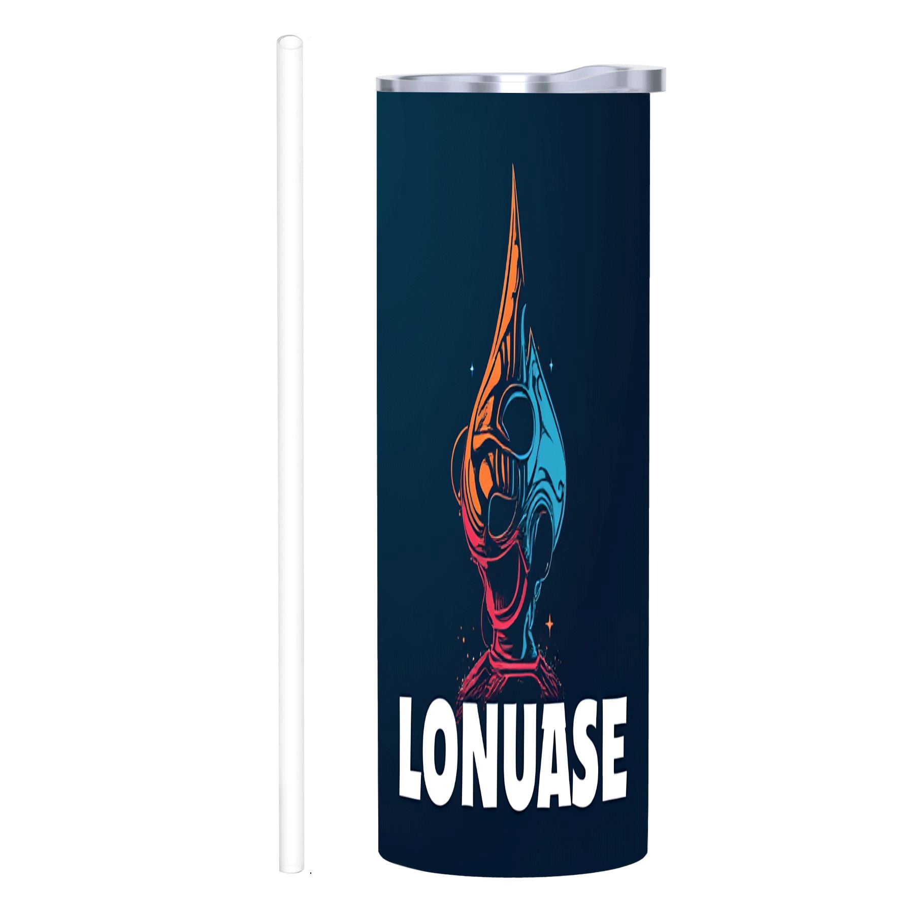 20 oz Stainless Steel Insulated Tumbler - Dark Blue with Vibrant Flame ...