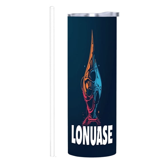 20 oz Stainless Steel Insulated Tumbler - Dark Blue with Vibrant Flame ...