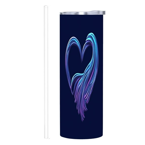 20 oz Stainless Steel Insulated Tumbler - Dark Blue with Vibrant Heart ...