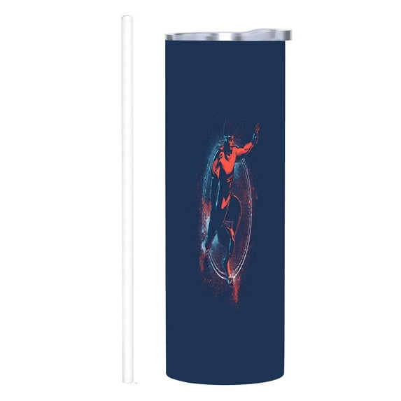 20 oz Stainless Steel Insulated Tumbler - Dark Blue with Vibrant Red ...