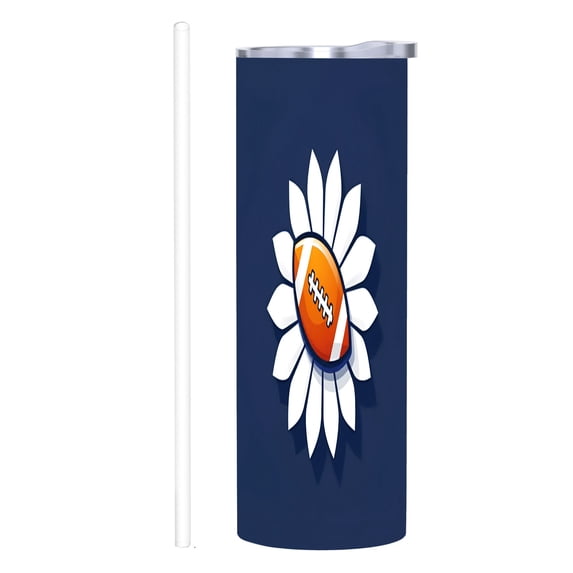 20 oz Stainless Steel Insulated Tumbler - Dark Blue with White Flower ...