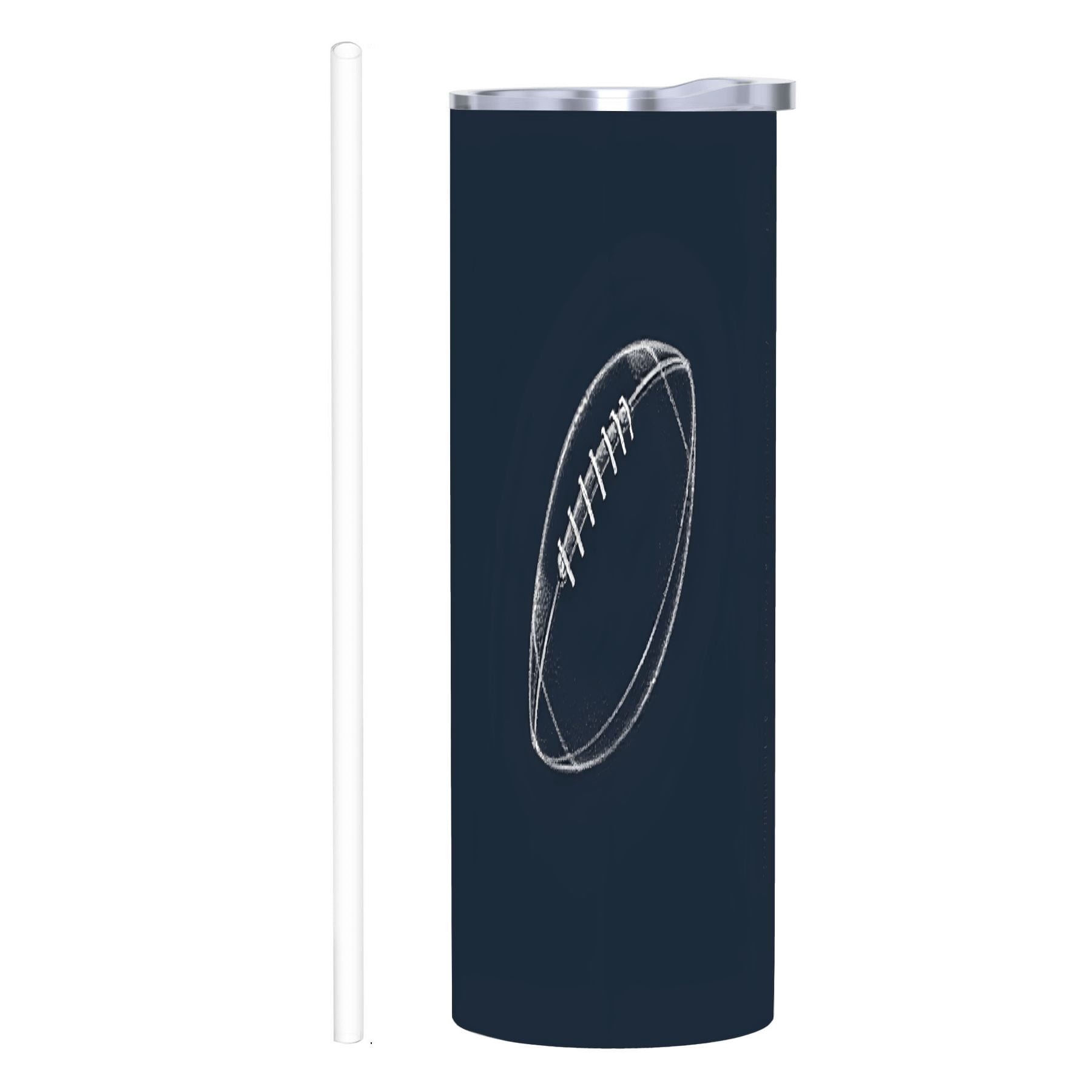 20 oz Stainless Steel Insulated Tumbler - Dark Blue with White Football ...