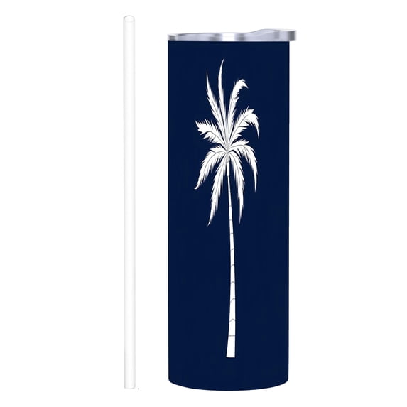 20 oz Stainless Steel Insulated Tumbler - Dark Blue with White Palm ...