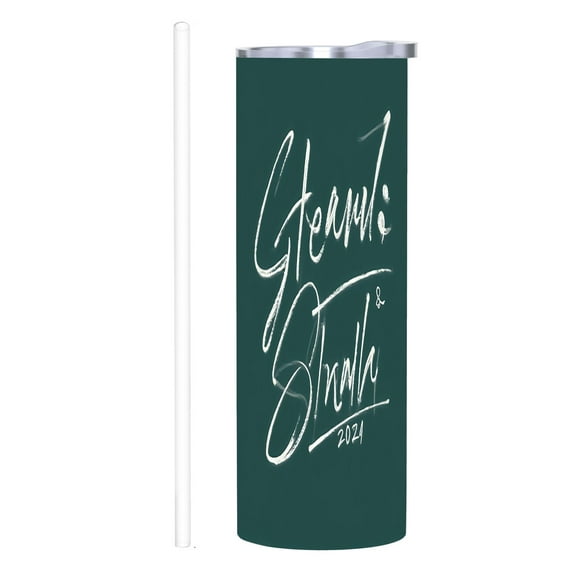 20 oz Stainless Steel Insulated Tumbler - Dark Green with Elegant White ...