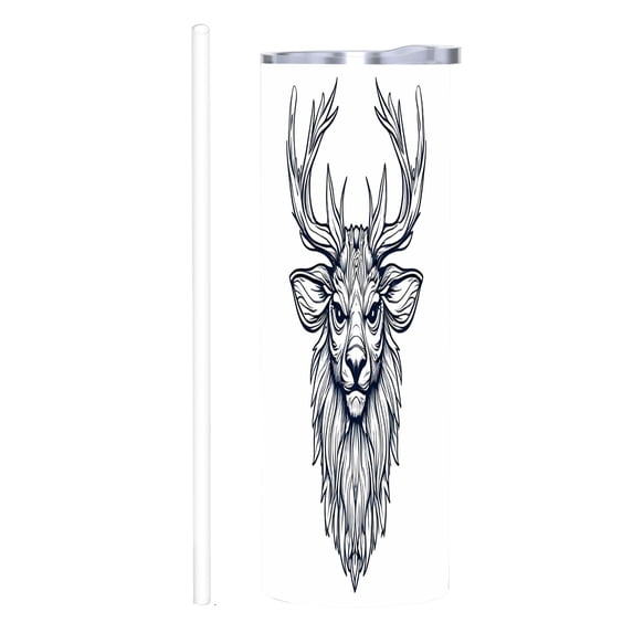 20 oz Stainless Steel Insulated Tumbler - Design with Antlers Intricate ...