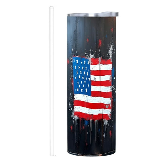 20 oz Stainless Steel Insulated Tumbler - Distressed American Flag ...