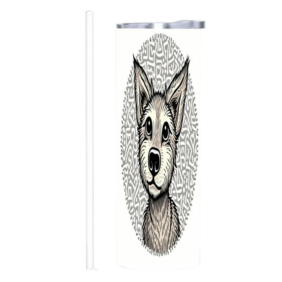 20 oz Stainless Steel Insulated Tumbler - Dog Face Design with Abstract ...