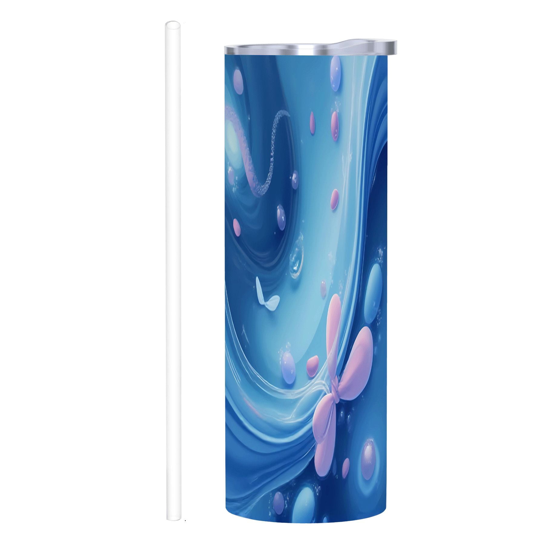 20 oz Stainless Steel Insulated Tumbler - Dreamy Blue & Pink Swirl ...