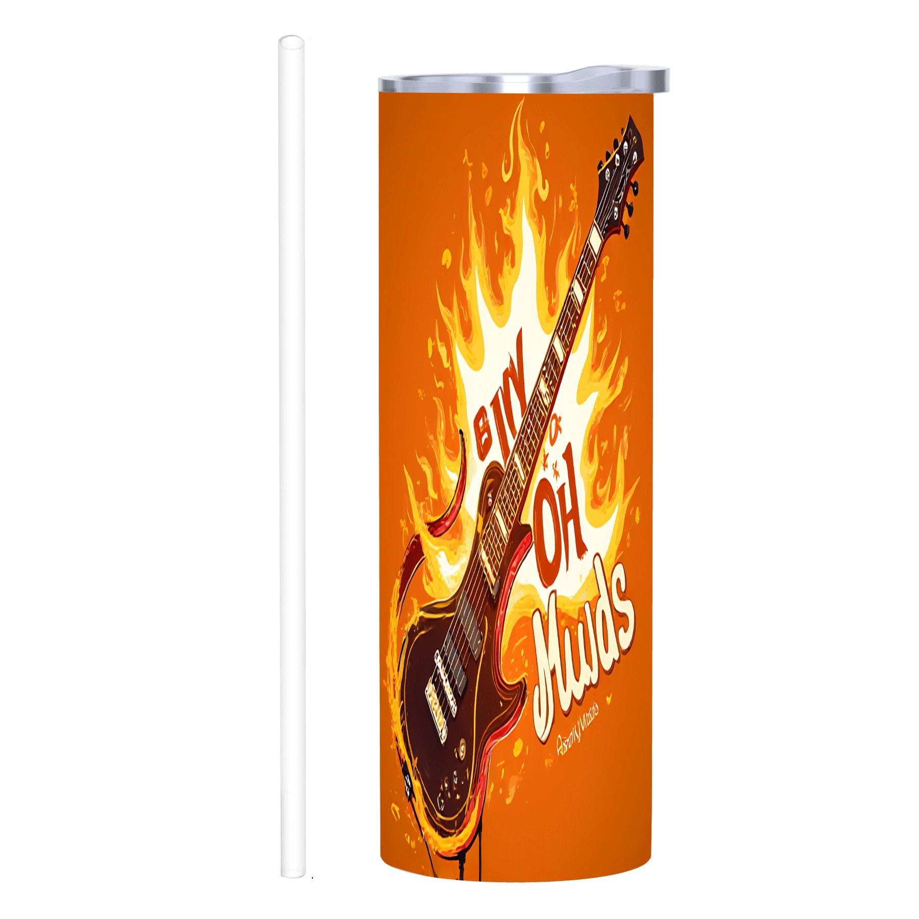 20 oz Stainless Steel Insulated Tumbler - Electric Guitar Flames Design ...
