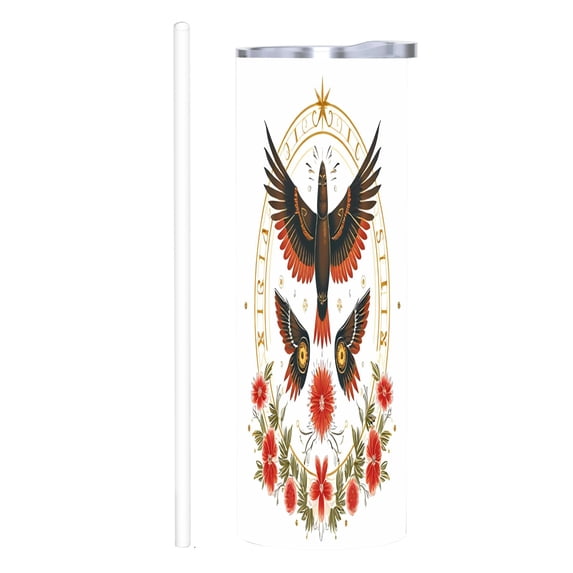 20 oz Stainless Steel Insulated Tumbler - Elegant Birds & Floral Design ...