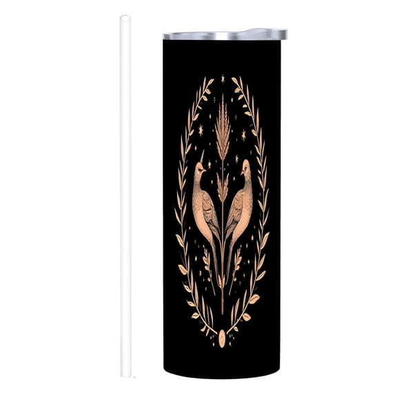 20 oz Stainless Steel Insulated Tumbler - Elegant Birds & Wreath Design ...