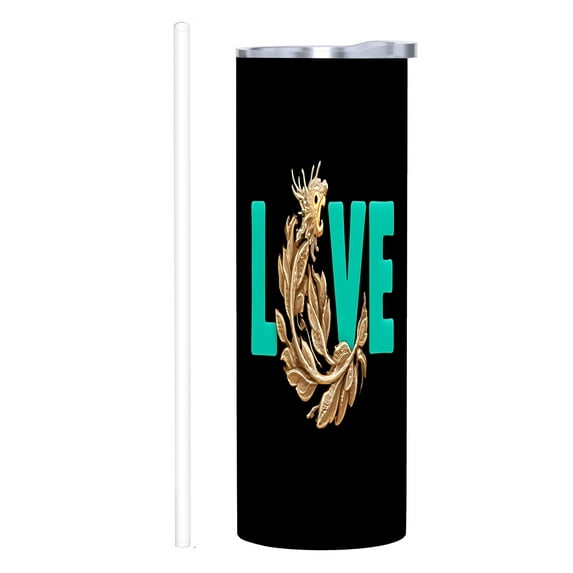 20 oz Stainless Steel Insulated Tumbler - Elegant Black with Golden ...