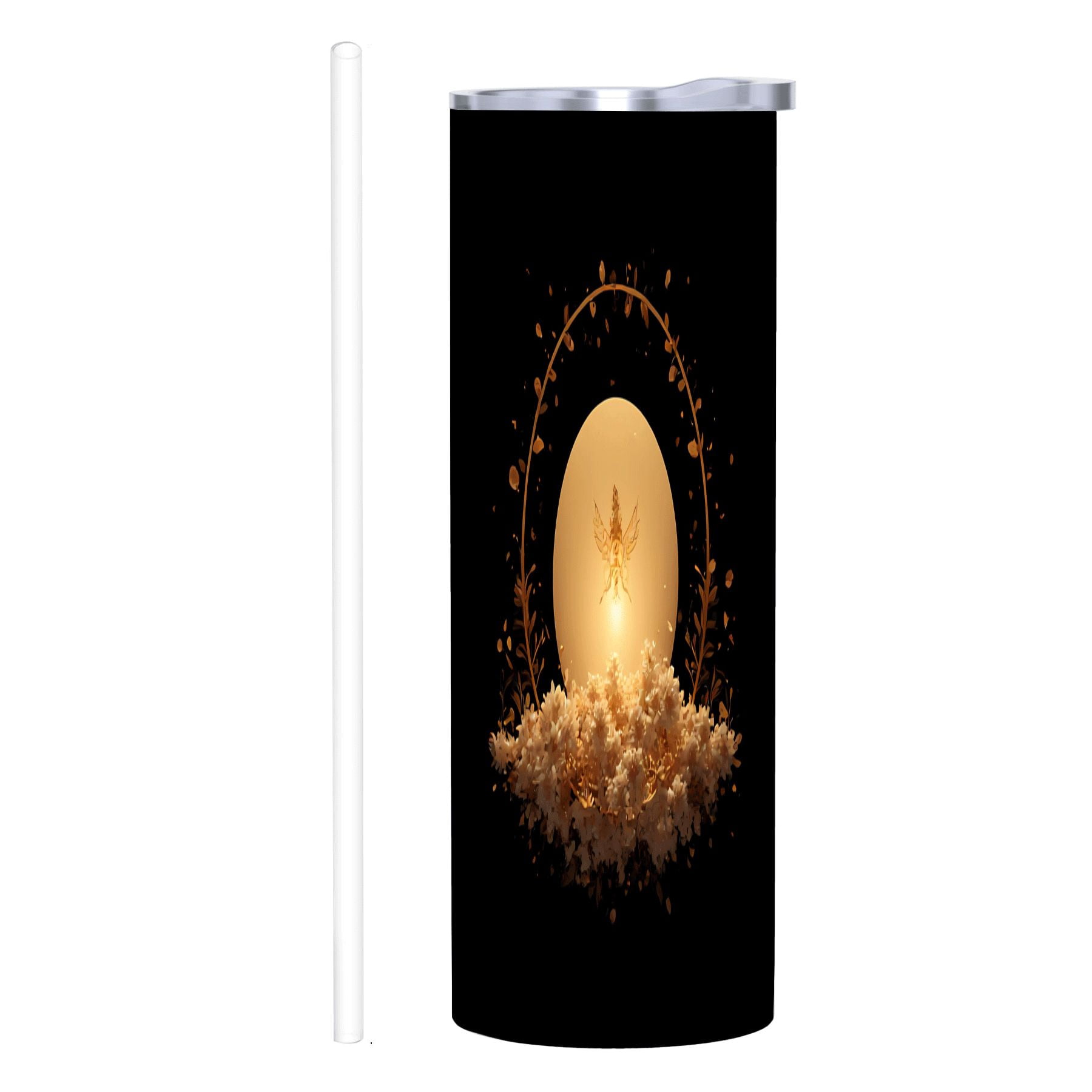 20 oz Stainless Steel Insulated Tumbler - Elegant Black with Golden ...