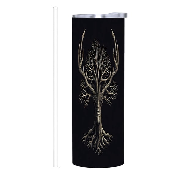 20 oz Stainless Steel Insulated Tumbler - Elegant Black with Golden ...