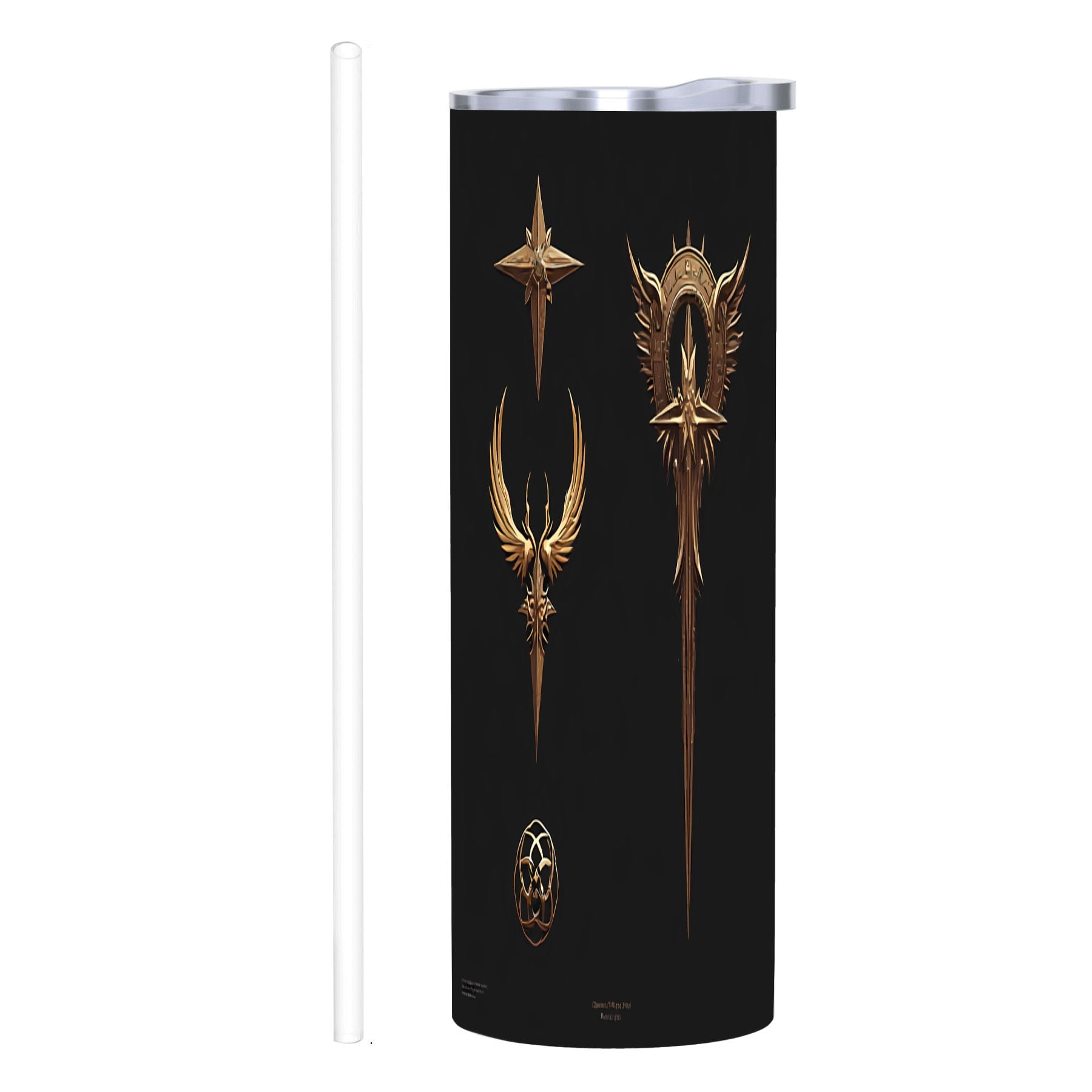 20 oz Stainless Steel Insulated Tumbler - Elegant Black with Golden ...