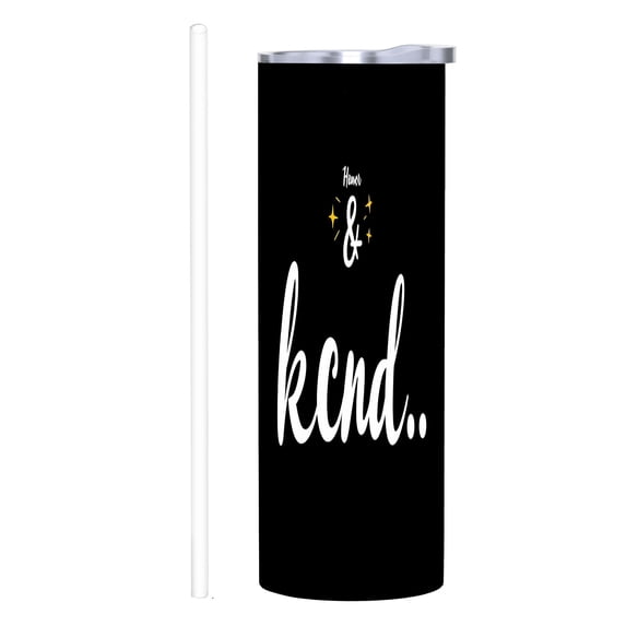 20 oz Stainless Steel Insulated Tumbler - Elegant Black with Silver Lid ...