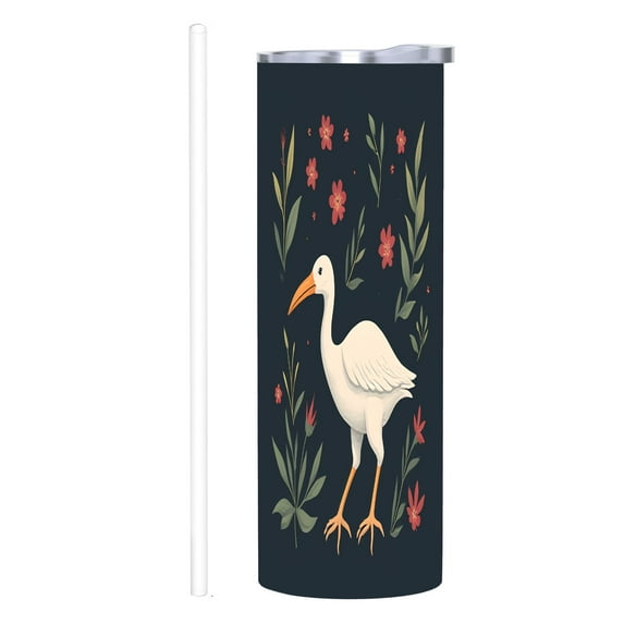 20 oz Stainless Steel Insulated Tumbler - Elegant Crane & Floral Design ...