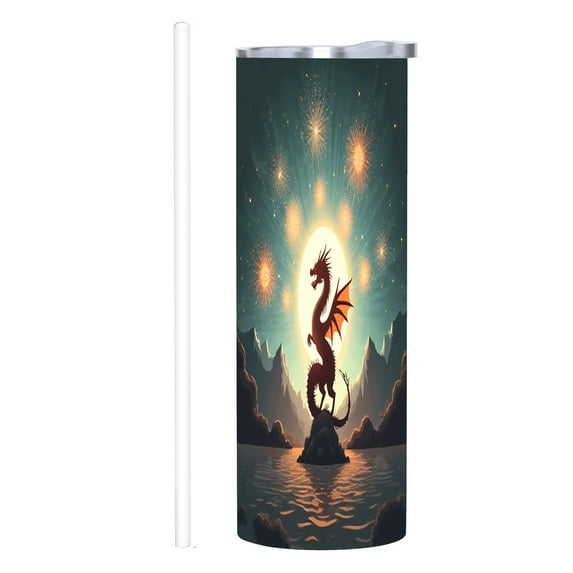 20 oz Stainless Steel Insulated Tumbler - Elegant Dragon Silhouette ...