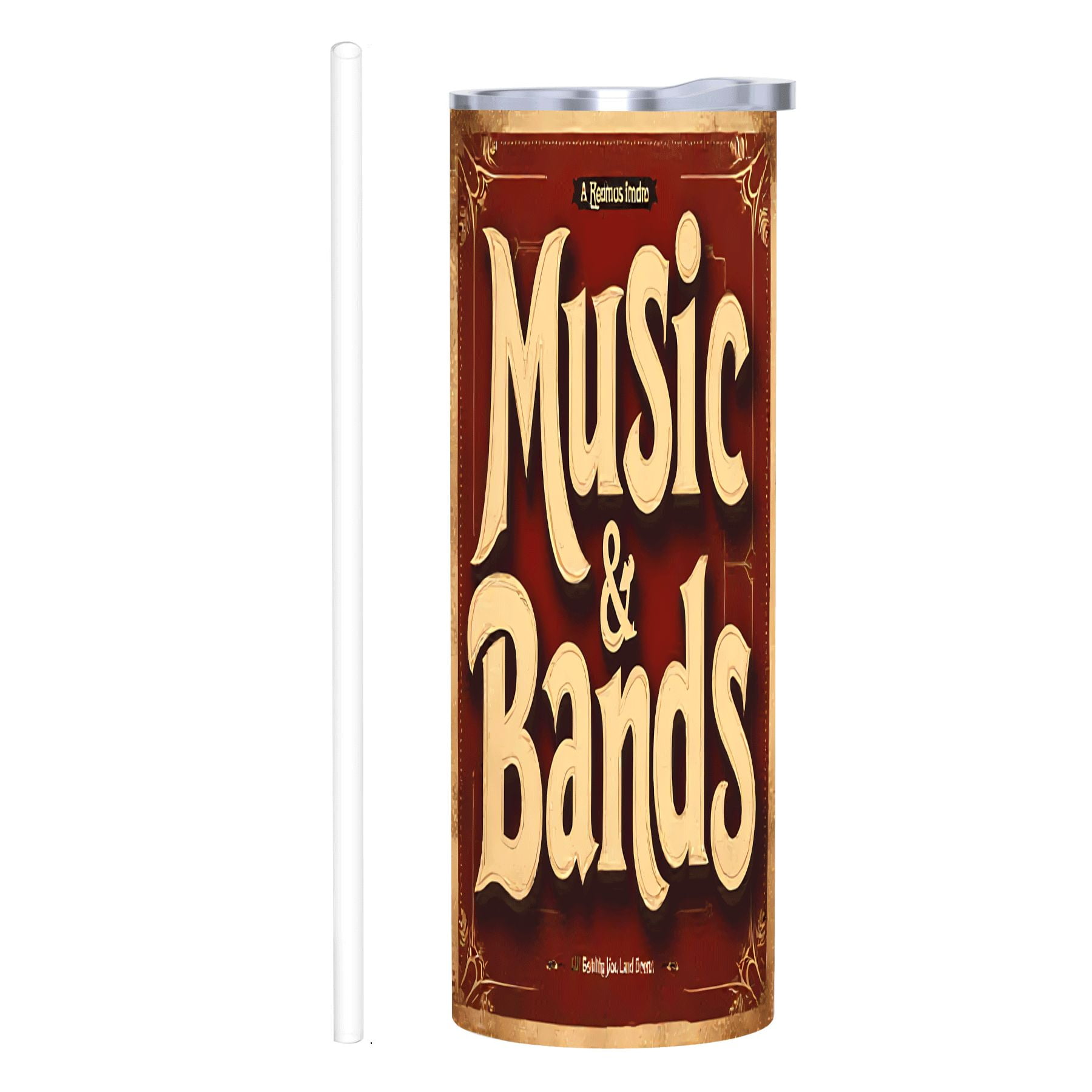 20 oz Stainless Steel Insulated Tumbler - Elegant Gold & Brown Ornate Design Double Wall with ...