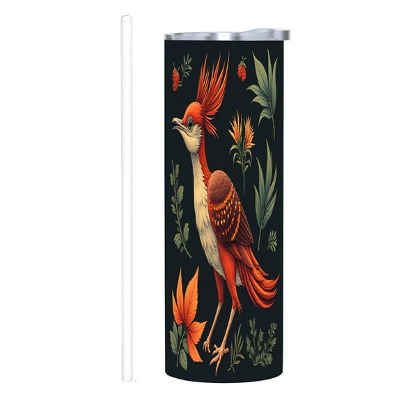 20 oz Stainless Steel Insulated Tumbler - Elegant Red Bird & Floral ...