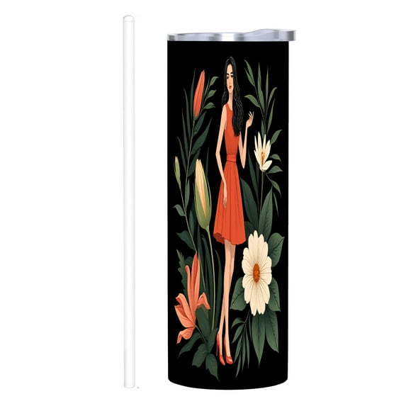 20 oz Stainless Steel Insulated Tumbler - Elegant Red Dress Woman with ...