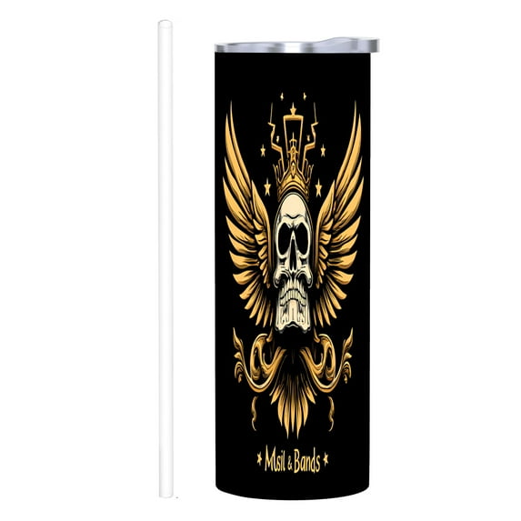 20 oz Stainless Steel Insulated Tumbler - Elegant Skull & Crown Design ...