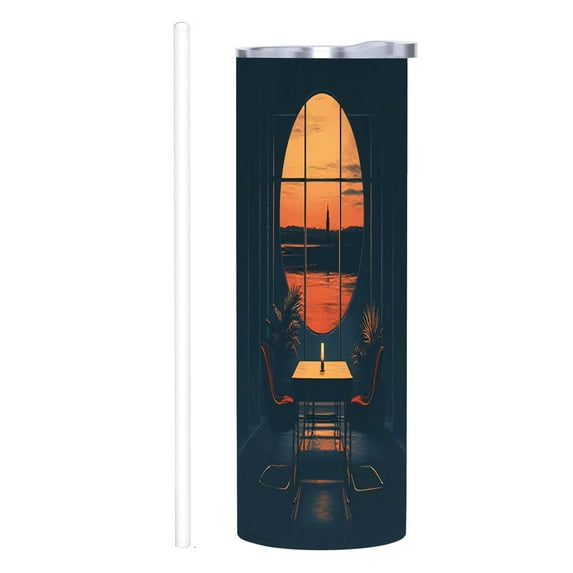 20 oz Stainless Steel Insulated Tumbler - Elegant Sunset Scene Design ...