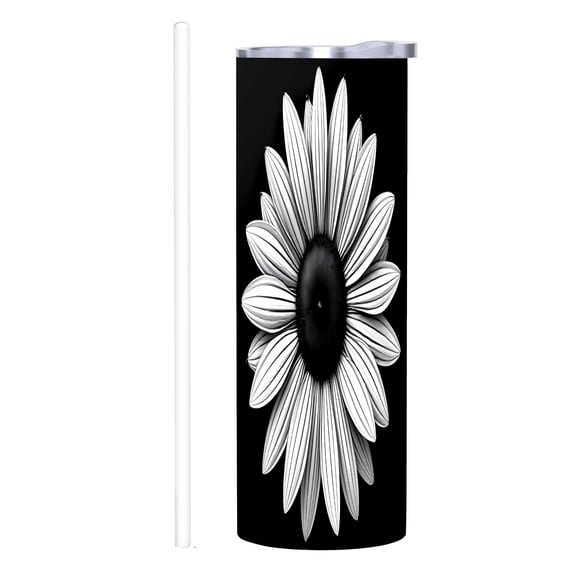 20 oz Stainless Steel Insulated Tumbler - Elegant White Daisy Design ...