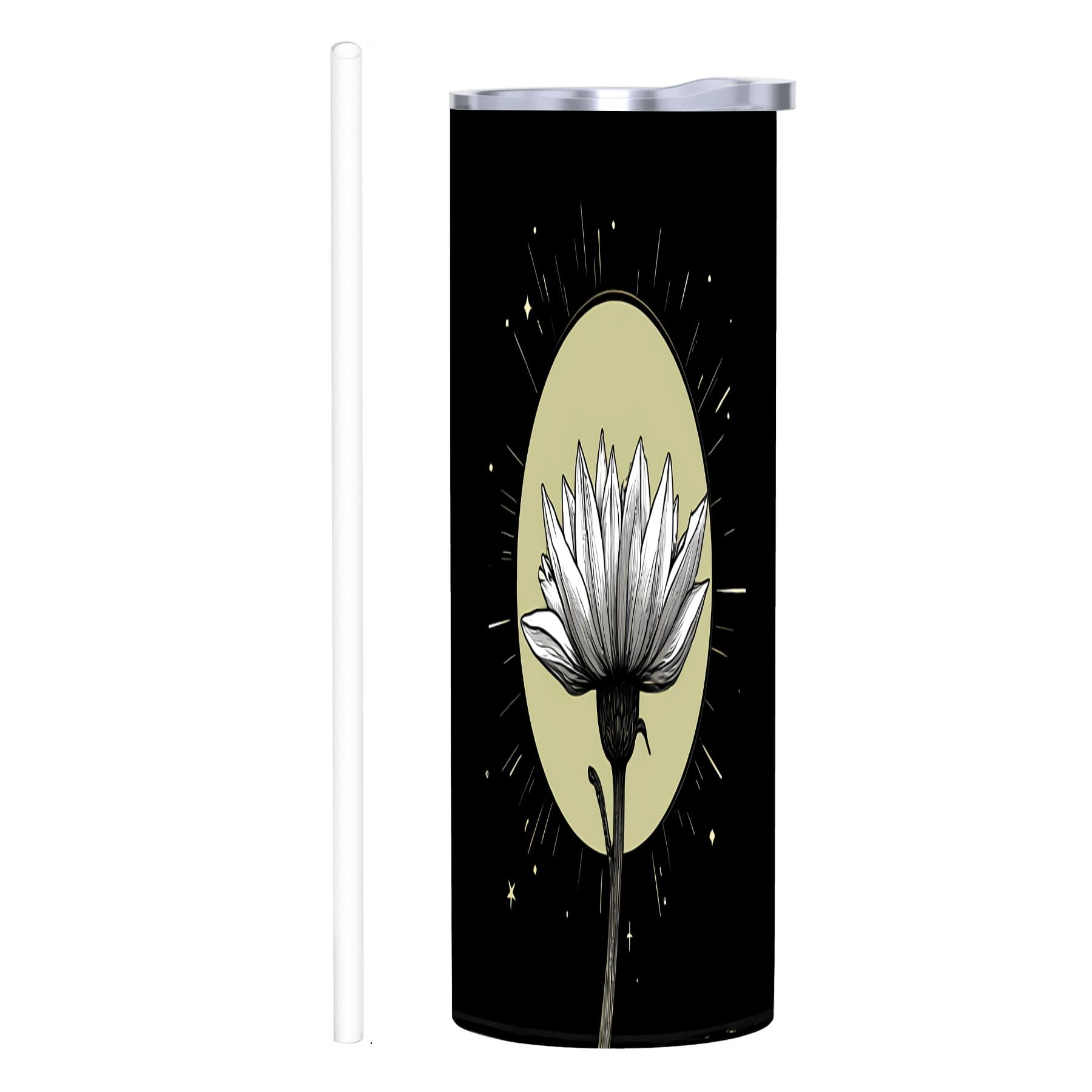 20 oz Stainless Steel Insulated Tumbler - Elegant White Flower Design ...