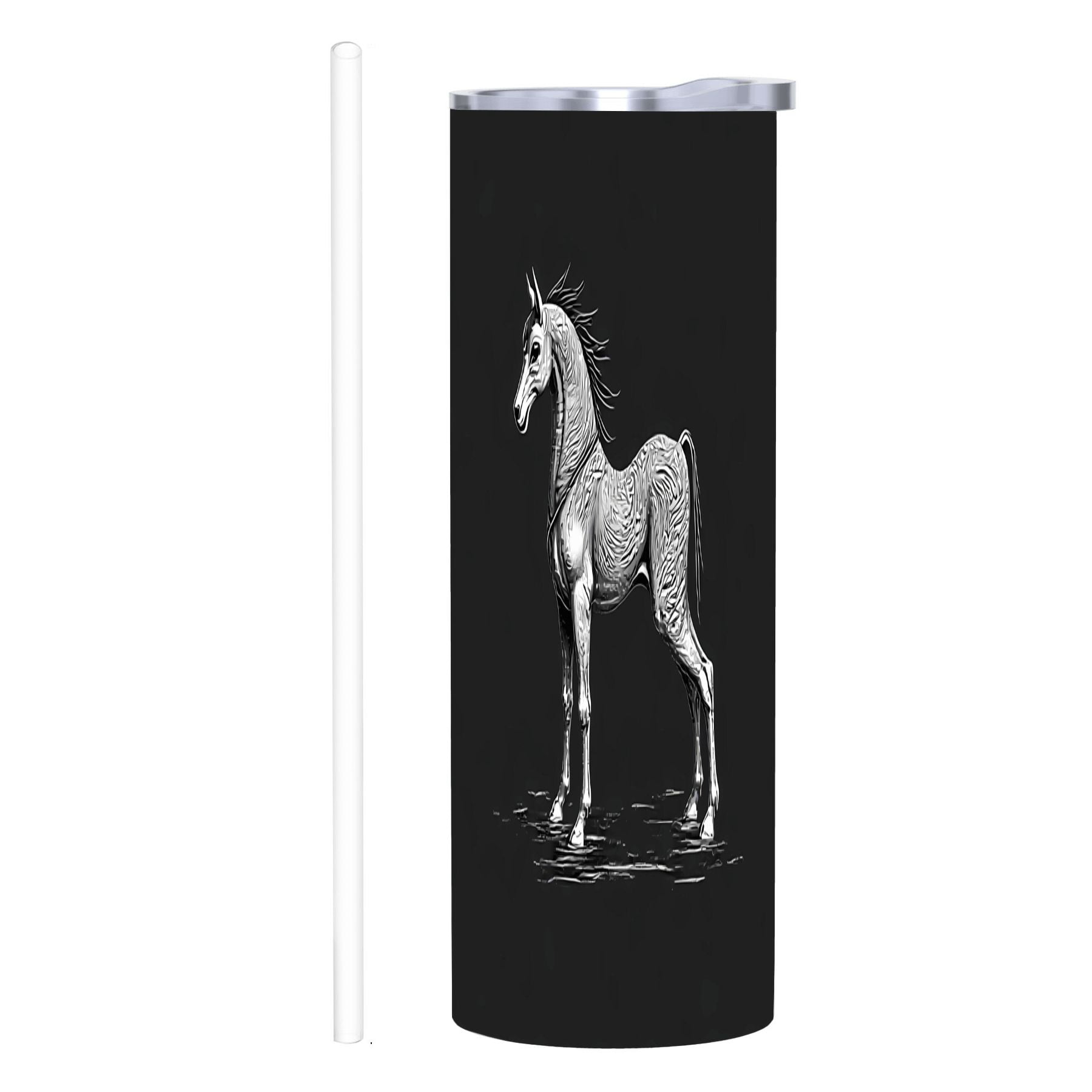 20 oz Stainless Steel Insulated Tumbler - Elegant White Horse Design ...