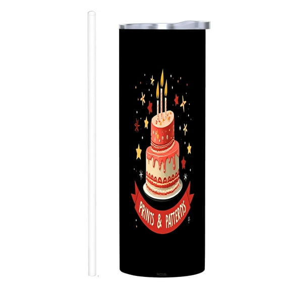 20 oz Stainless Steel Insulated Tumbler - Festive Cake Design with ...