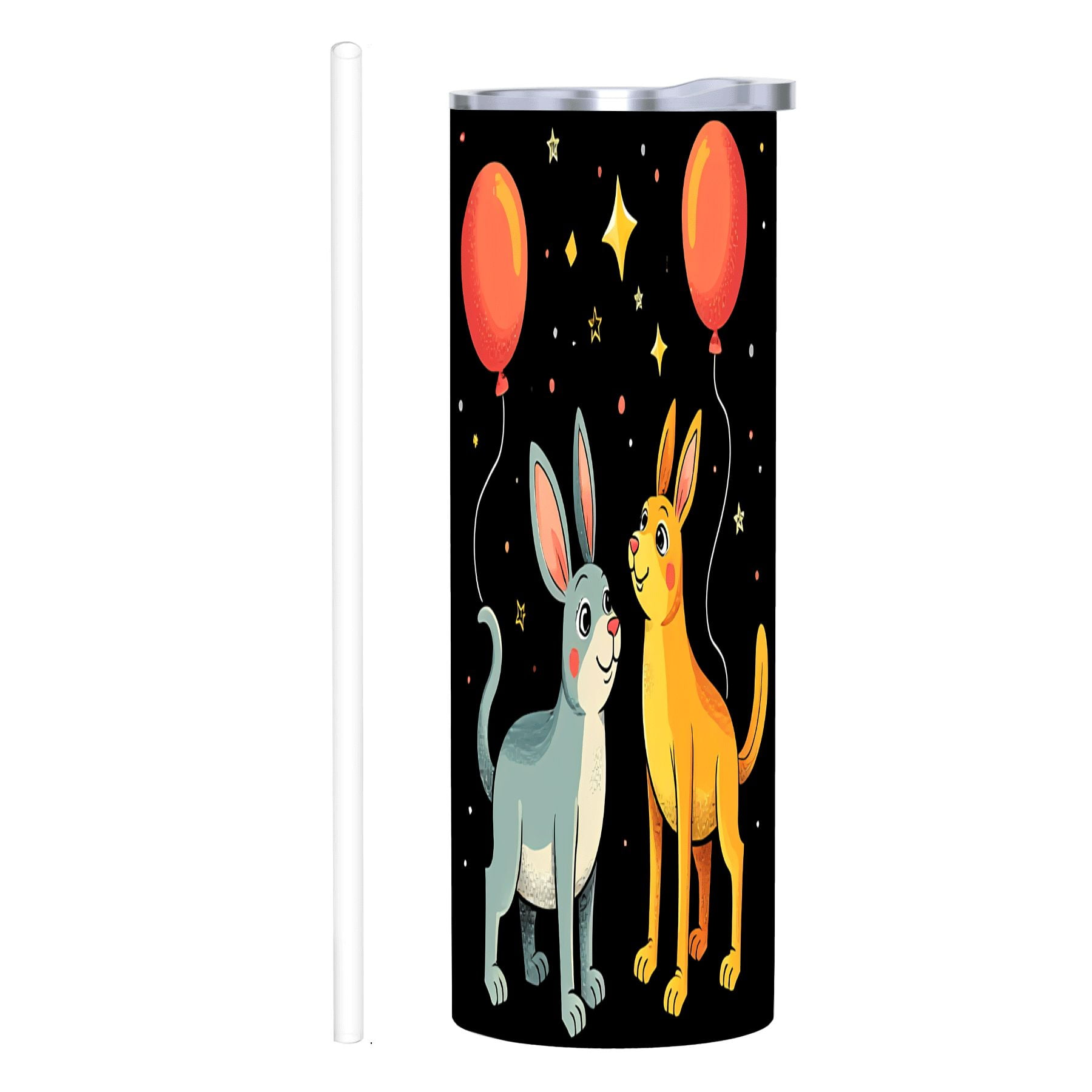 20 oz Stainless Steel Insulated Tumbler - Festive Cartoon Rabbits with ...