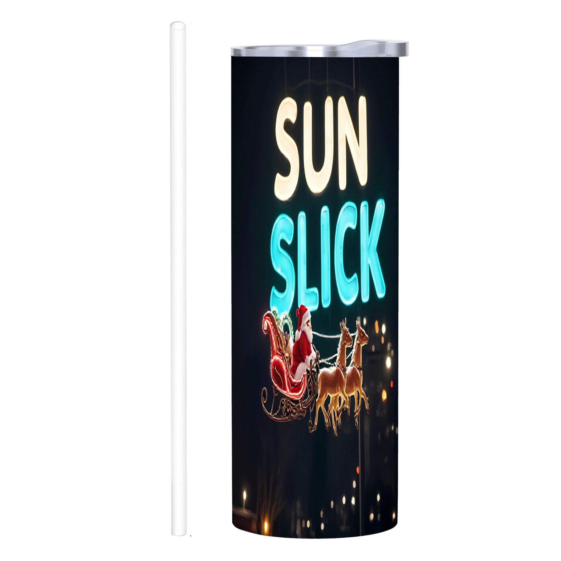 20 oz Stainless Steel Insulated Tumbler - Festive ' SUN SLICK ' Design ...