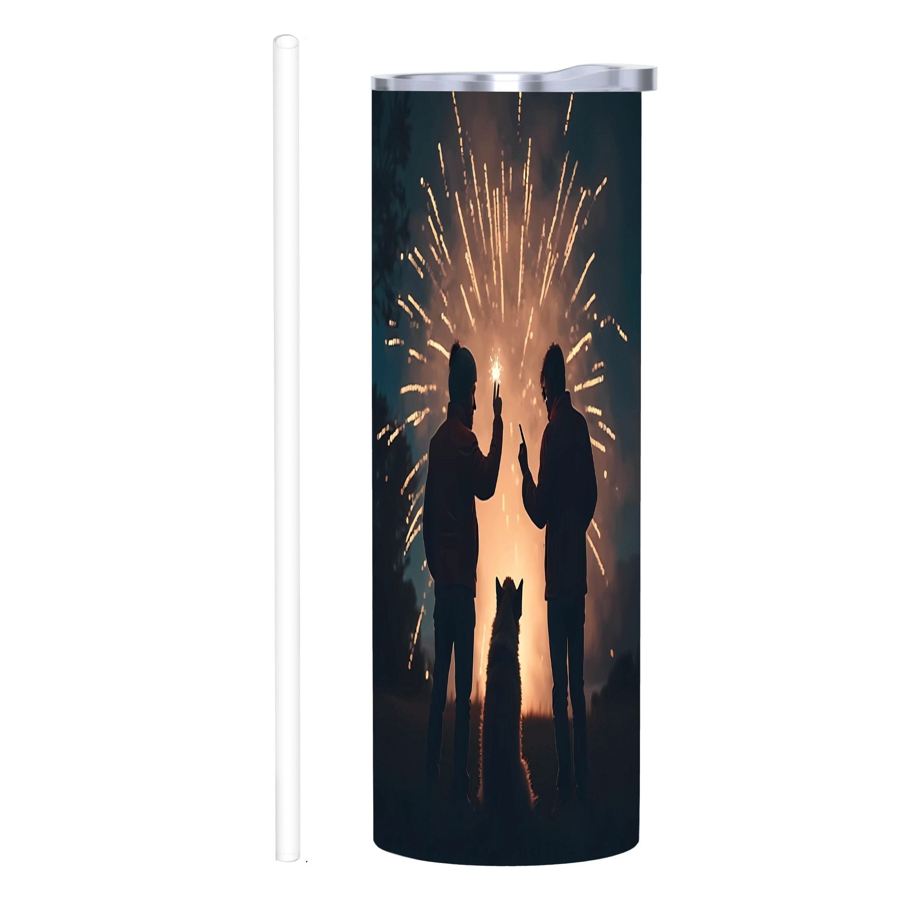 20 oz Stainless Steel Insulated Tumbler - Festive Sparkler & Fireworks ...