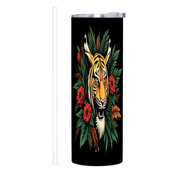 20 oz Stainless Steel Insulated Tumbler - Fierce Tiger Design with ...