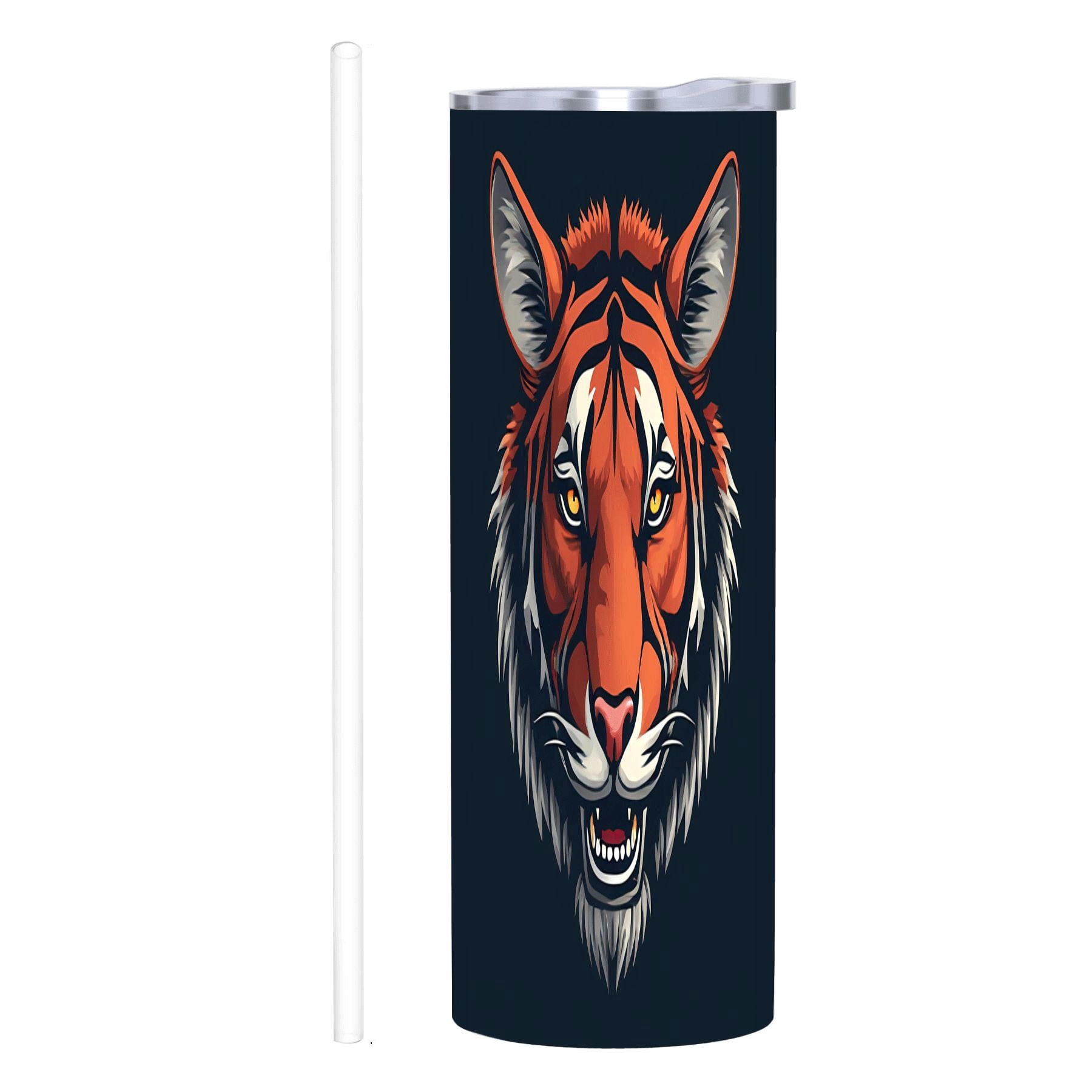 20 oz Stainless Steel Insulated Tumbler - Fierce Tiger Face Design ...
