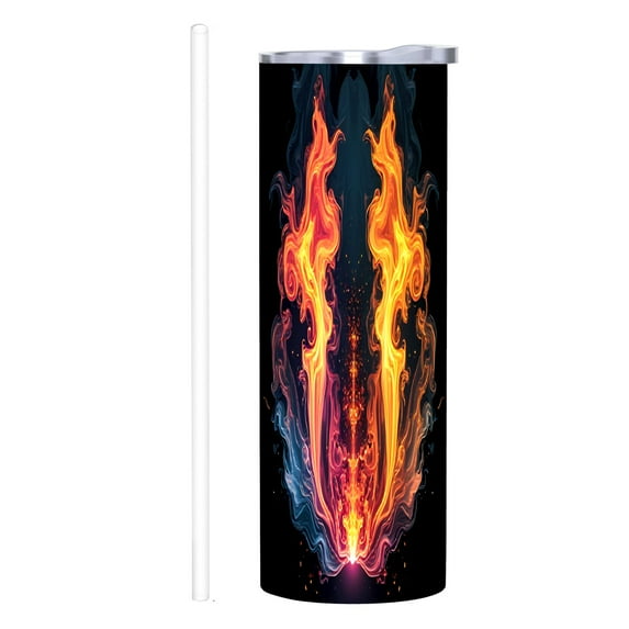 20 oz Stainless Steel Insulated Tumbler - Fiery Flame Design Double ...