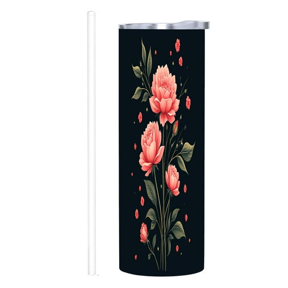 20 oz Stainless Steel Insulated Tumbler - Floral Design with Pink ...