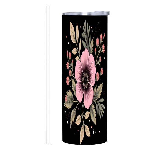 20 oz Stainless Steel Insulated Tumbler - Floral Design with Pink ...