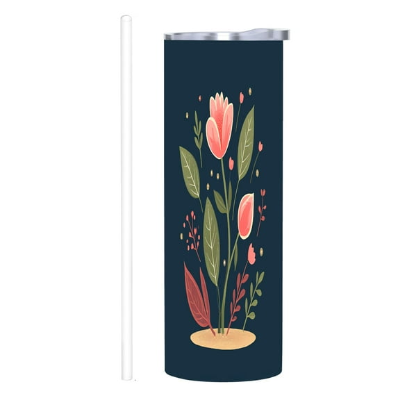 20 oz Stainless Steel Insulated Tumbler - Floral Design with Pink ...