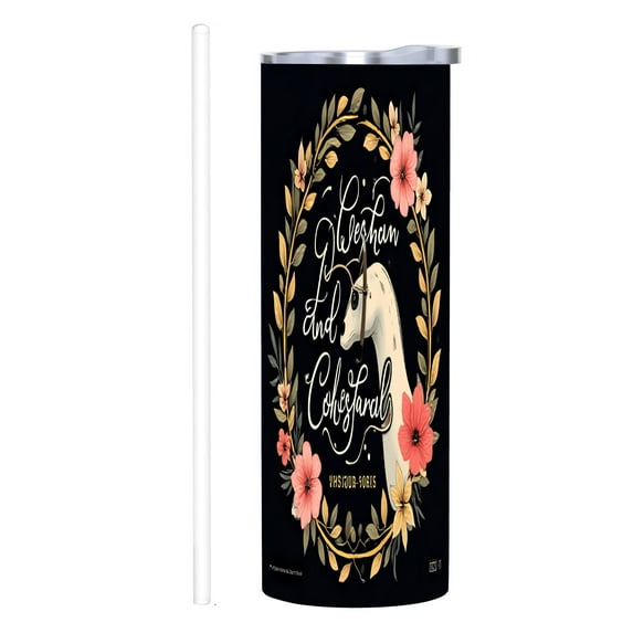 20 oz Stainless Steel Insulated Tumbler - Floral Design with White Dog ...