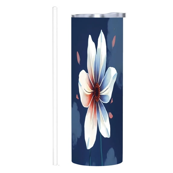 20 oz Stainless Steel Insulated Tumbler - Floral Design with White Red ...