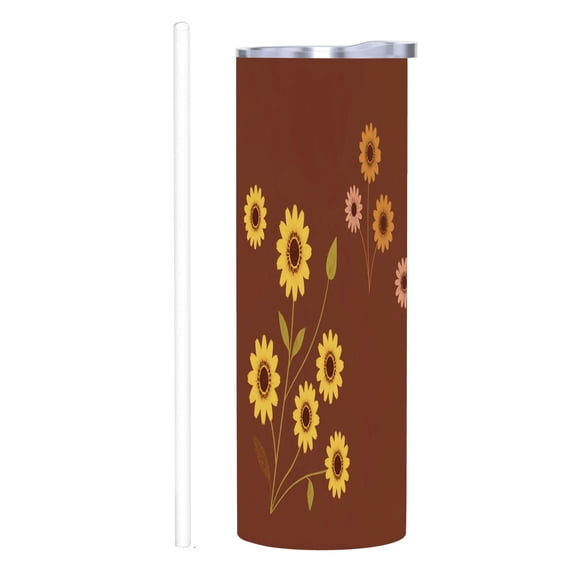 20 oz Stainless Steel Insulated Tumbler - Floral Design with Yellow ...