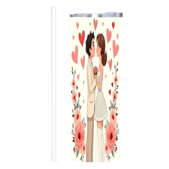 20 oz Stainless Steel Insulated Tumbler - Floral Pink Roses Design ...