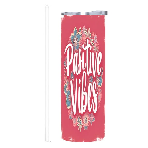20 oz Stainless Steel Insulated Tumbler - Floral ' Positive Vibes ...